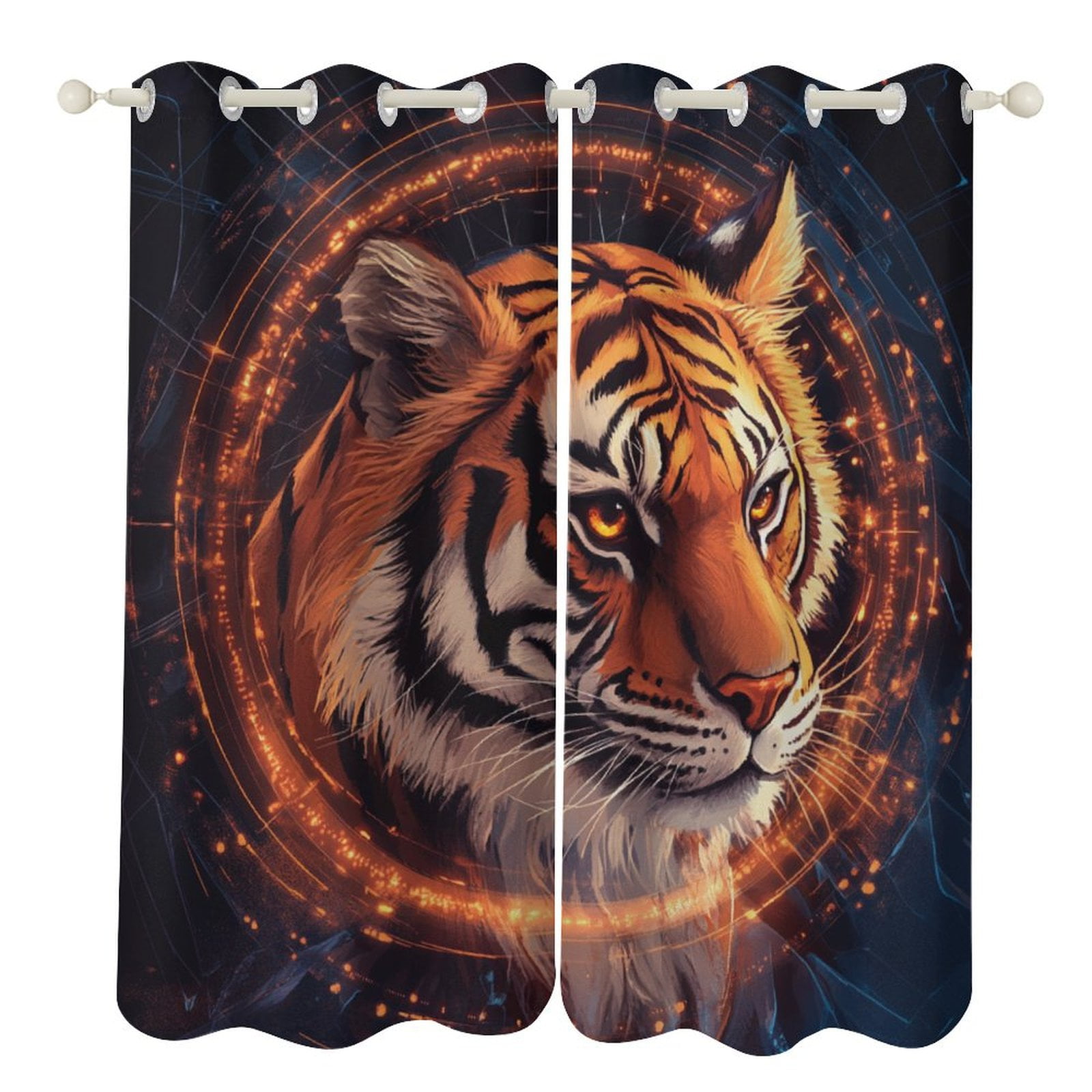 Leopard Lion Rose Grommet Blackout Curtains for Bedroom And Living Room ...