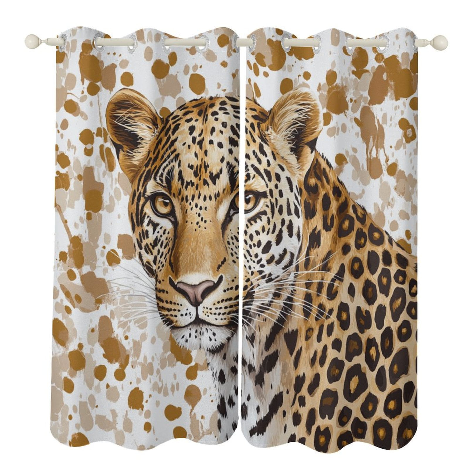 Leopard Lion Rose Grommet Blackout Curtains for Bedroom And Living Room ...