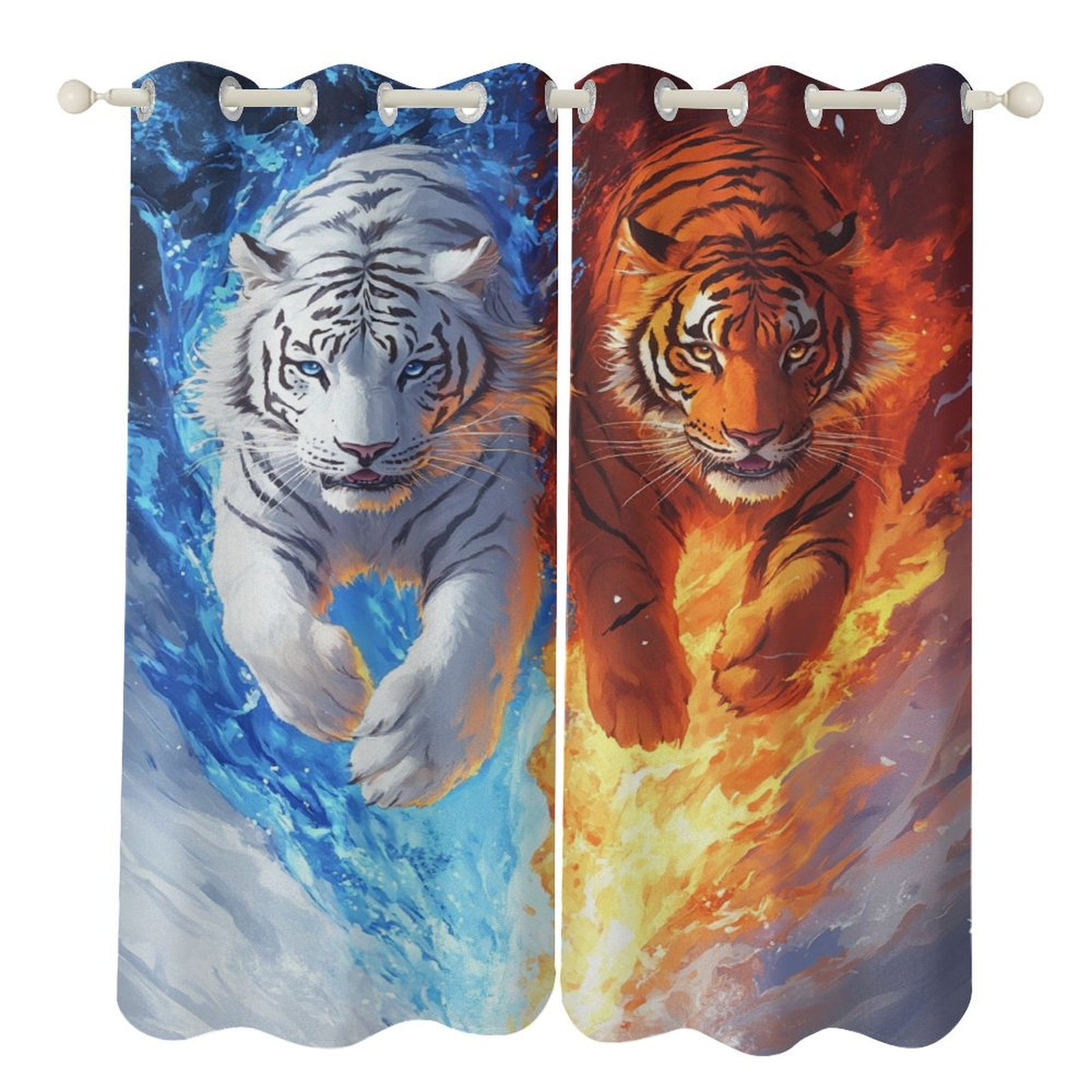 Leopard Lion Rose Grommet Blackout Curtains for Bedroom And Living Room ...