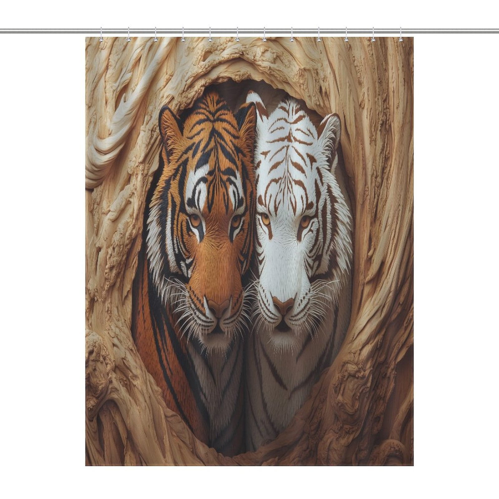 Leopard Lion Rose Shower Curtain , Enchanted Forest Scenic Bathroom ...