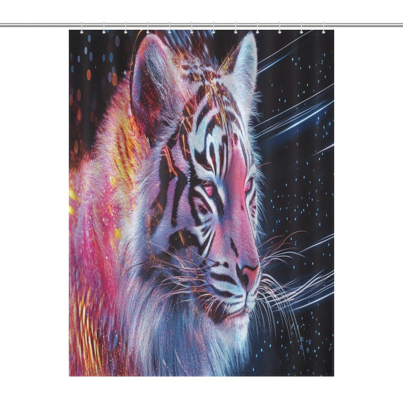 Leopard Lion Rose Shower Curtain , Enchanted Forest Scenic Bathroom Decor Sets, Waterproof ...