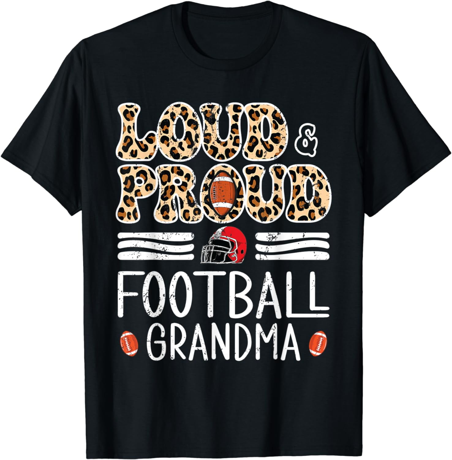 Leopard Loud & Proud American Football Grandma Family T-Shirt - Walmart.com