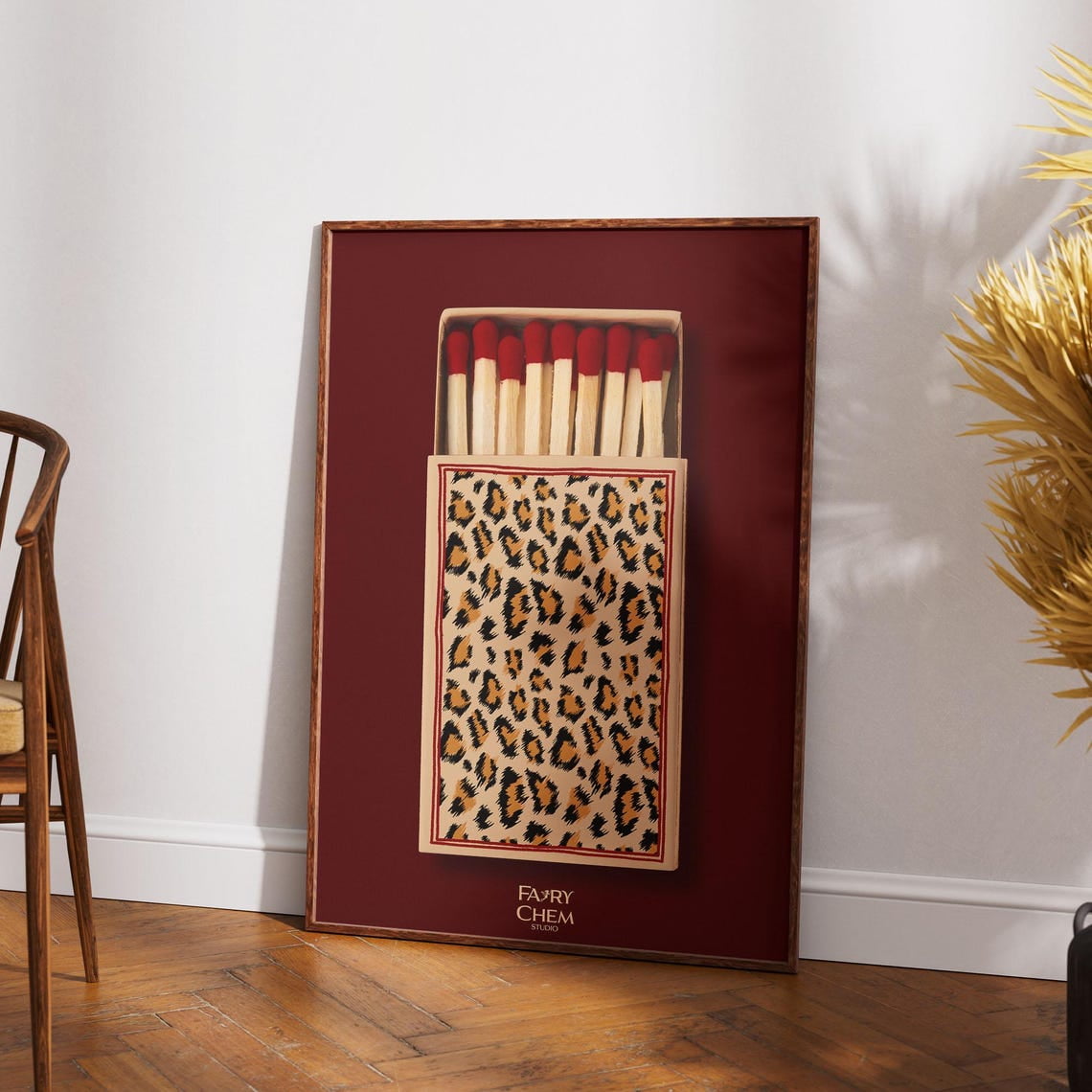 Leopard Matchbox Poster, Red Animal Print Wall Art, Trendy Bar Or Dorm ...