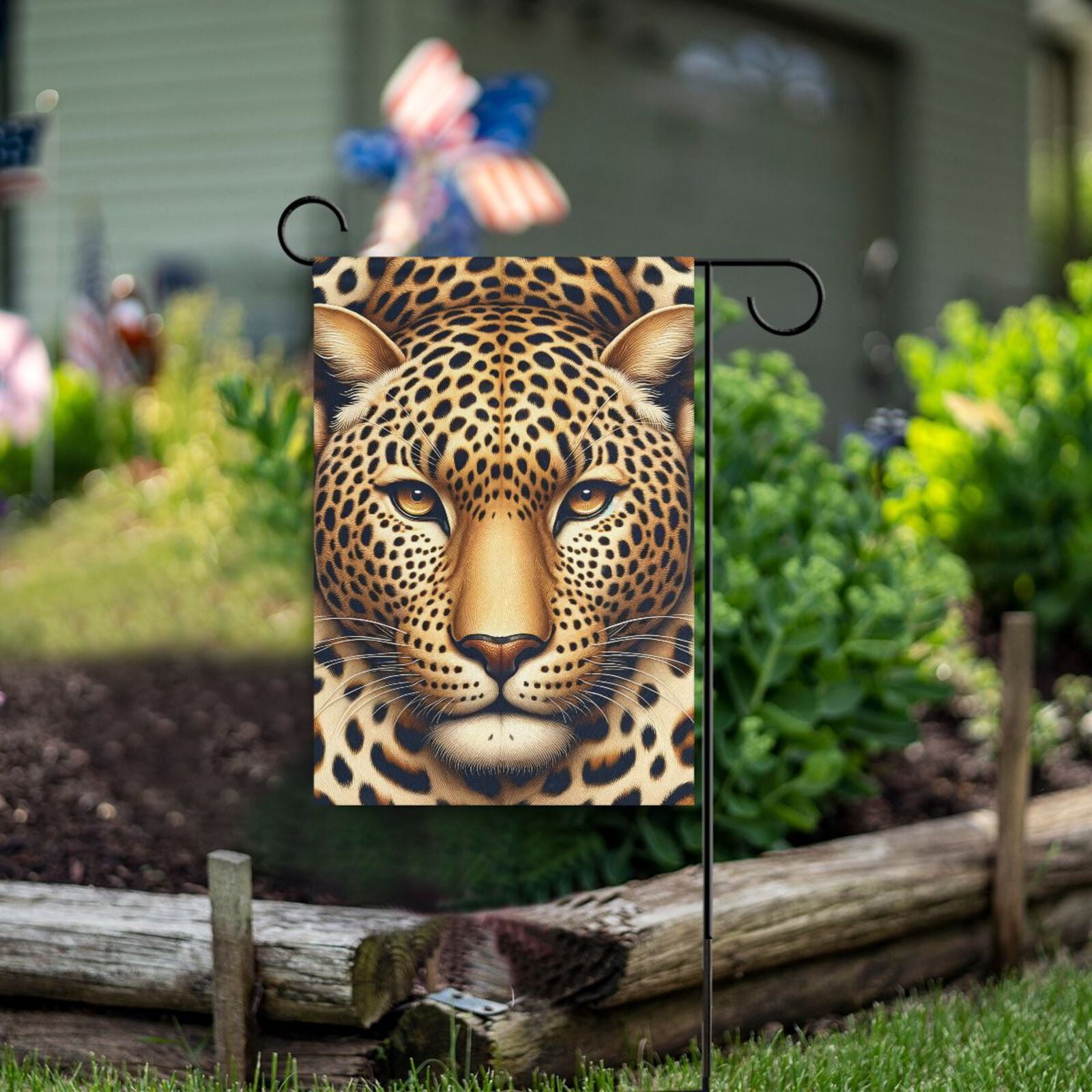Leopard Of Face Garden Flag Double Sided Outdoor Banners for Courtyard ...