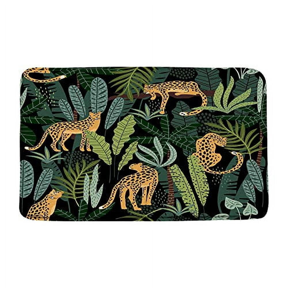 Leopard Palm Leaves Bath Mat Tropical Wildlife Animal Cheetah Tiger Big ...