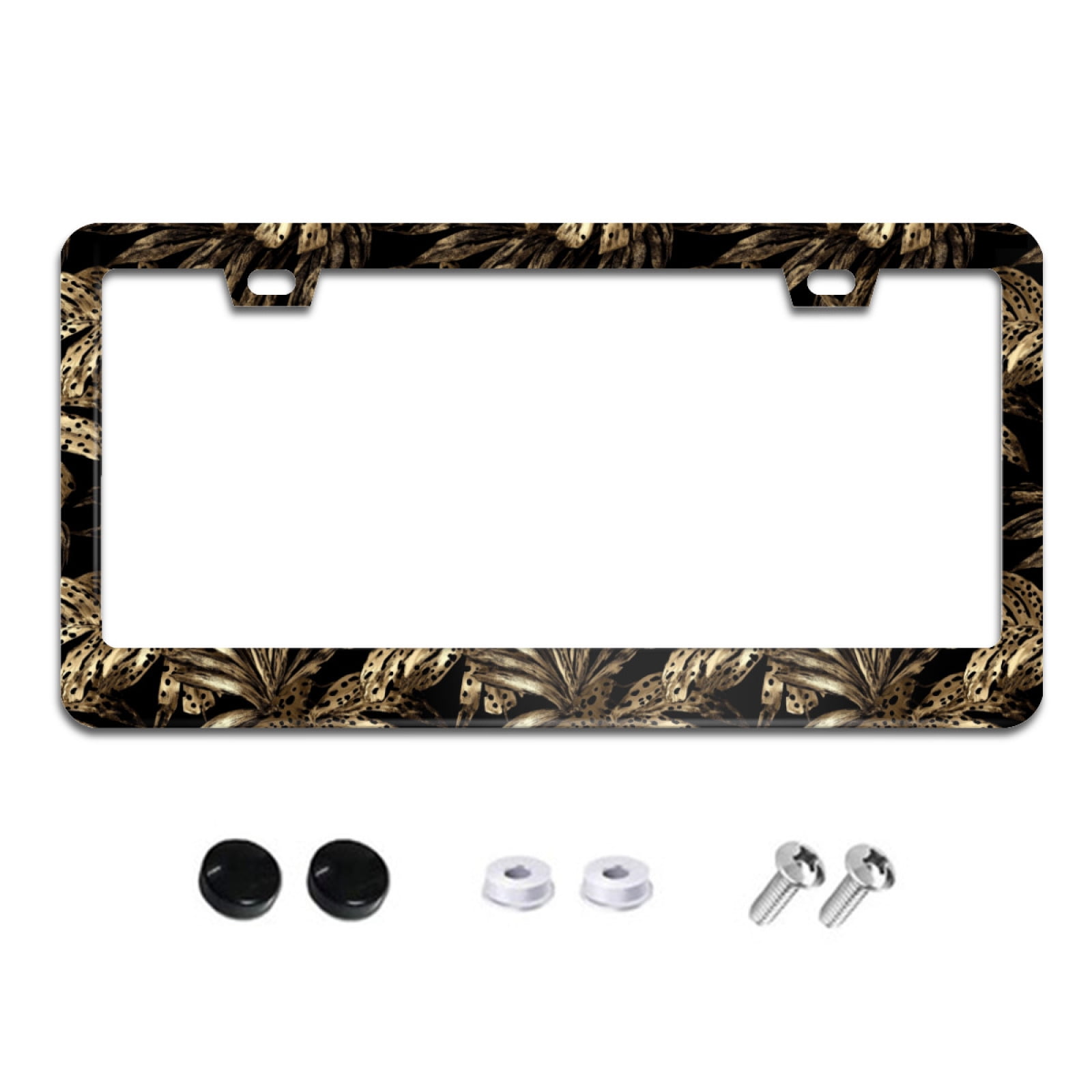 Leopard Palm Leaves License Plate Frames for Women Men Car Plate Holder ...