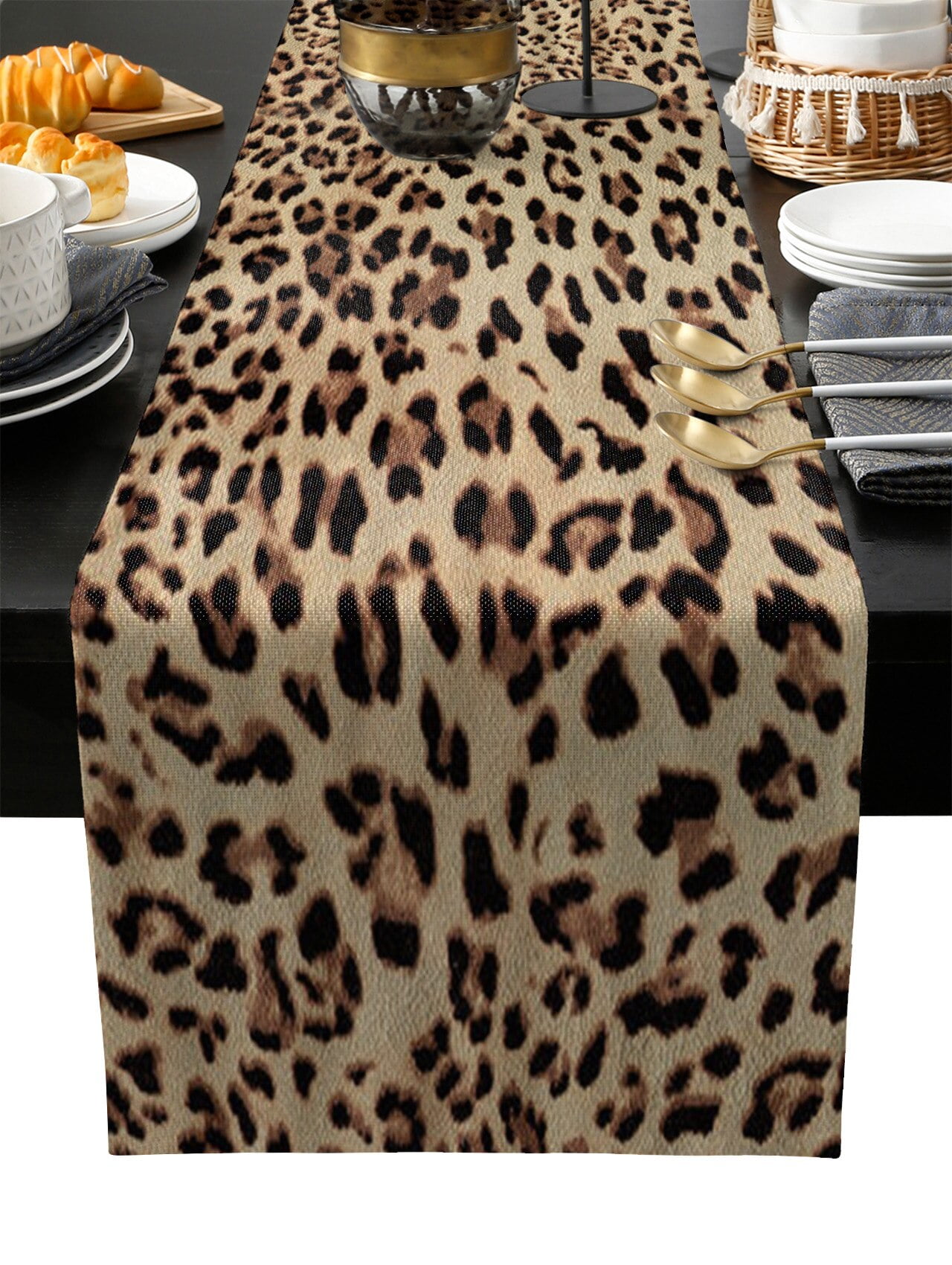 Leopard Pattern Bathtub Table Runner Luxury Home Dining Table Coffee ...