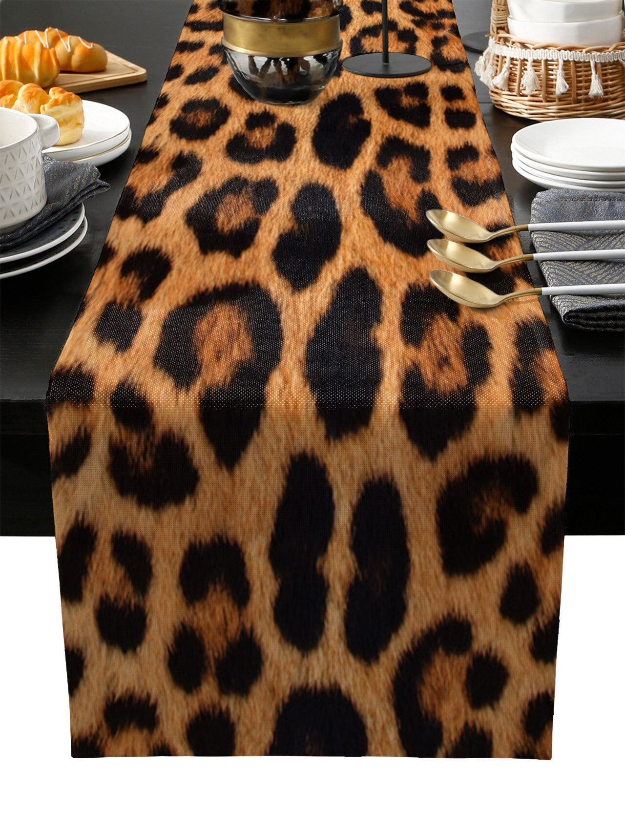 Leopard Pattern Bathtub Table Runner Luxury Home Dining Table Coffee ...