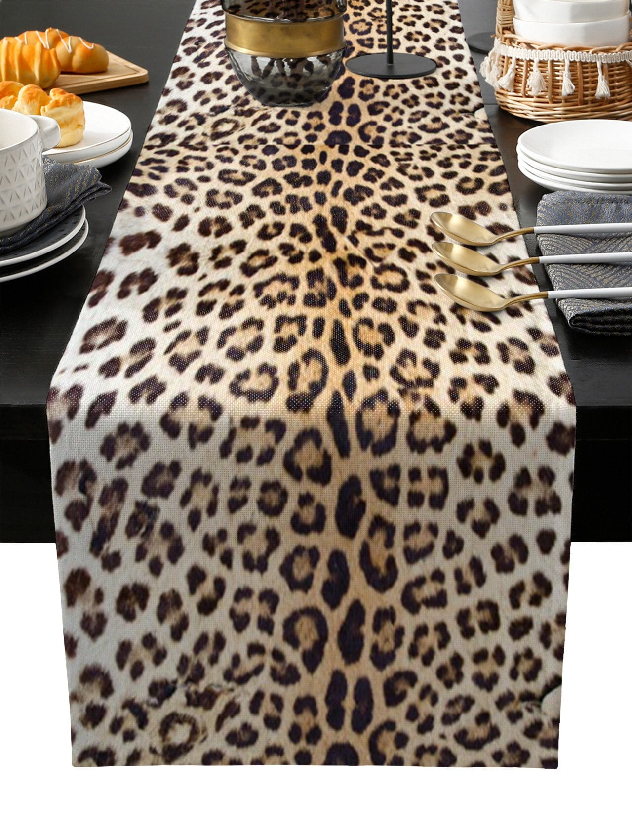 Leopard Pattern Bathtub Table Runner Luxury Home Dining Table Coffee ...