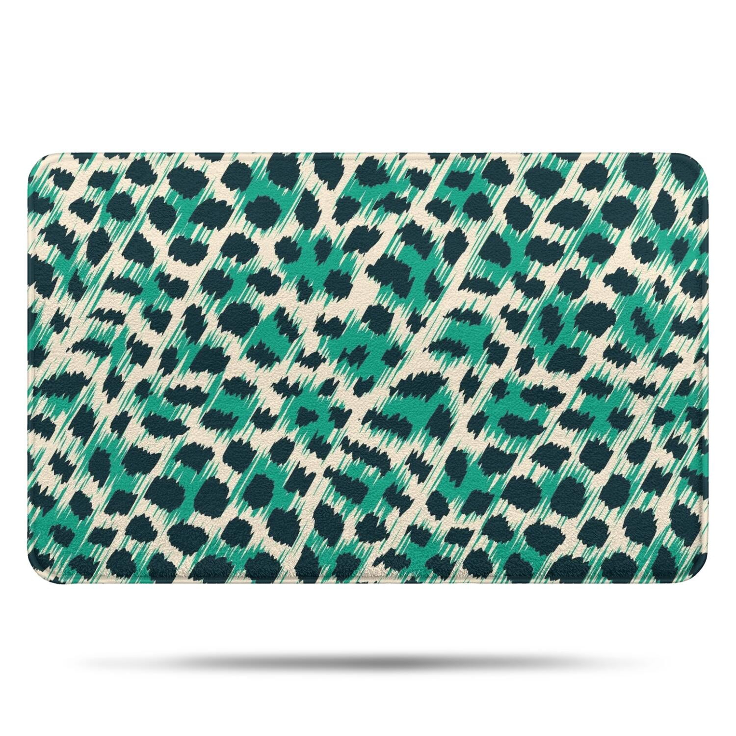 Leopard Pattern with Green and Black Spots Bathroom Rugs Mat,Non Slip ...