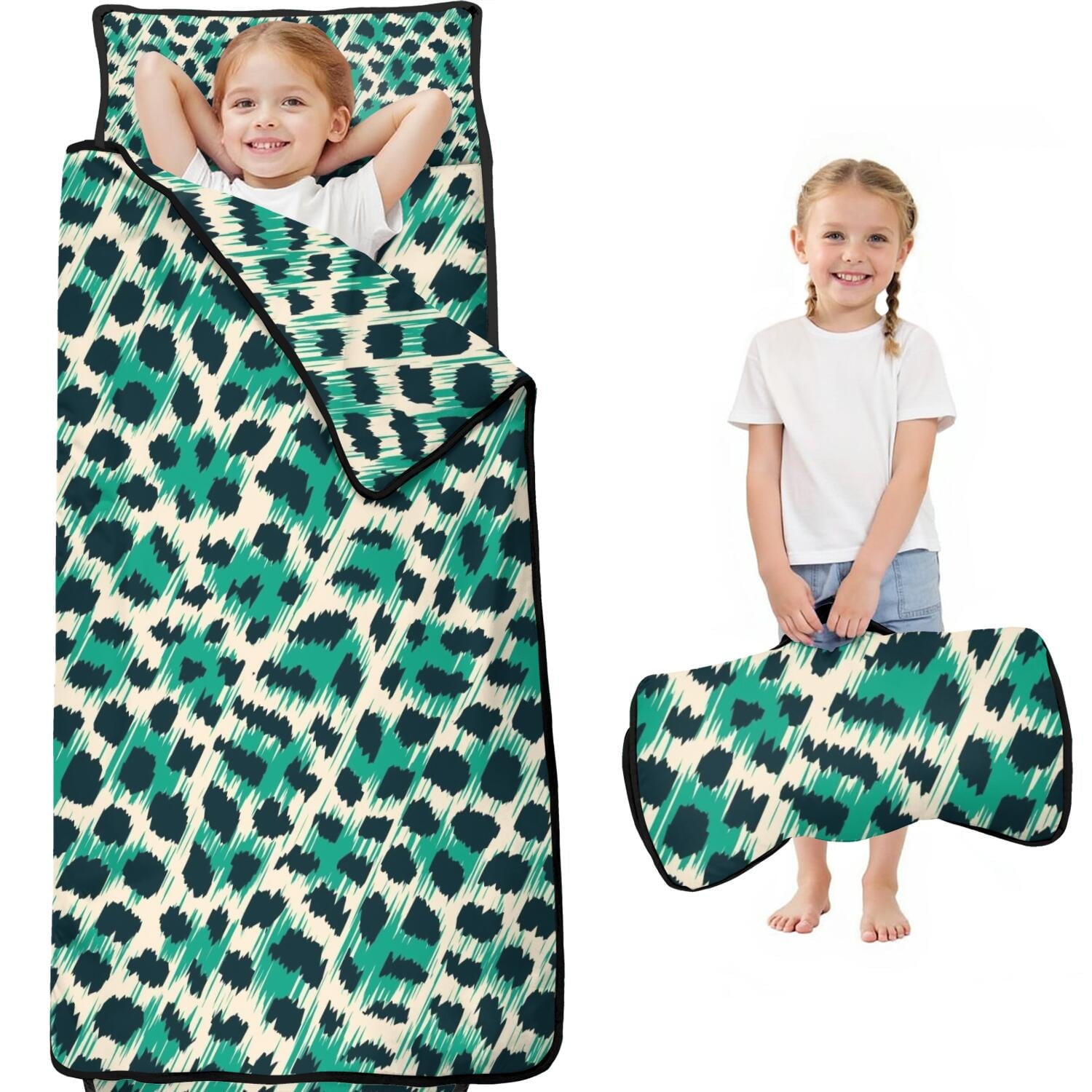 Leopard Pattern with Green and Black Spots Toddler Nap Mats for Kids ...