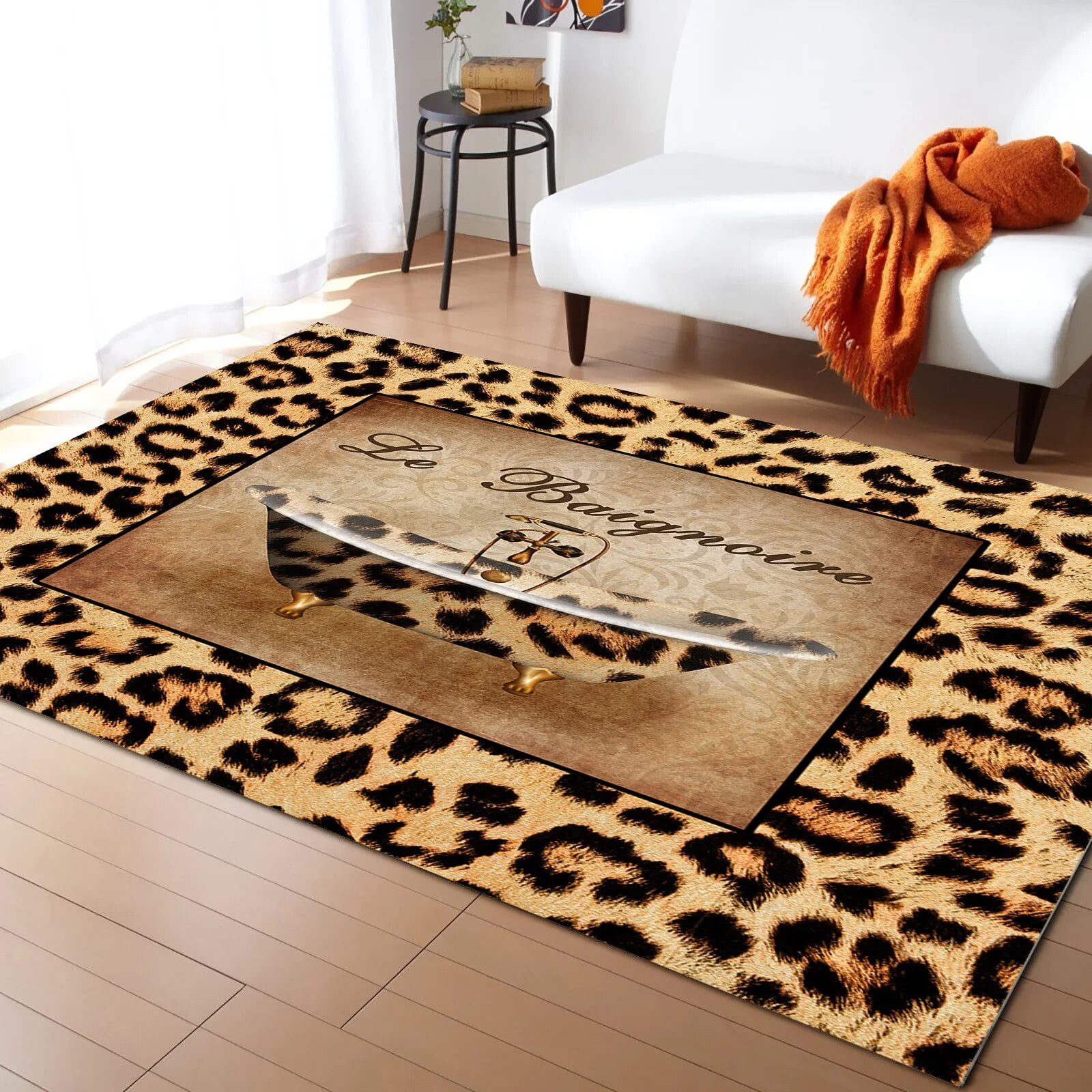 Leopard Pattern Living Room Floor Mat Children's Room Bedroom Bedside ...