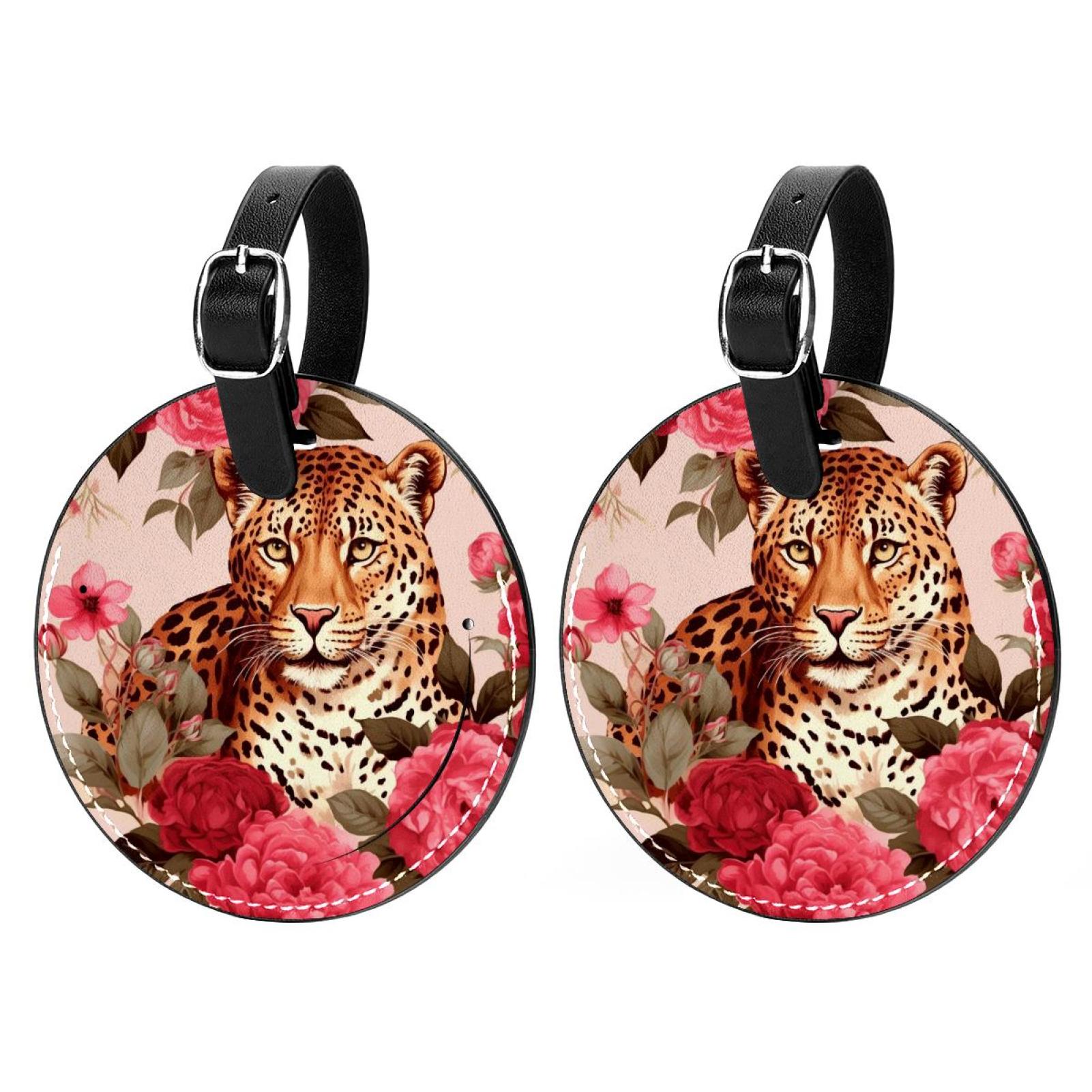 Leopard Personalized PU Leather Luggage Tags - Bag Tags for Suitcases ...
