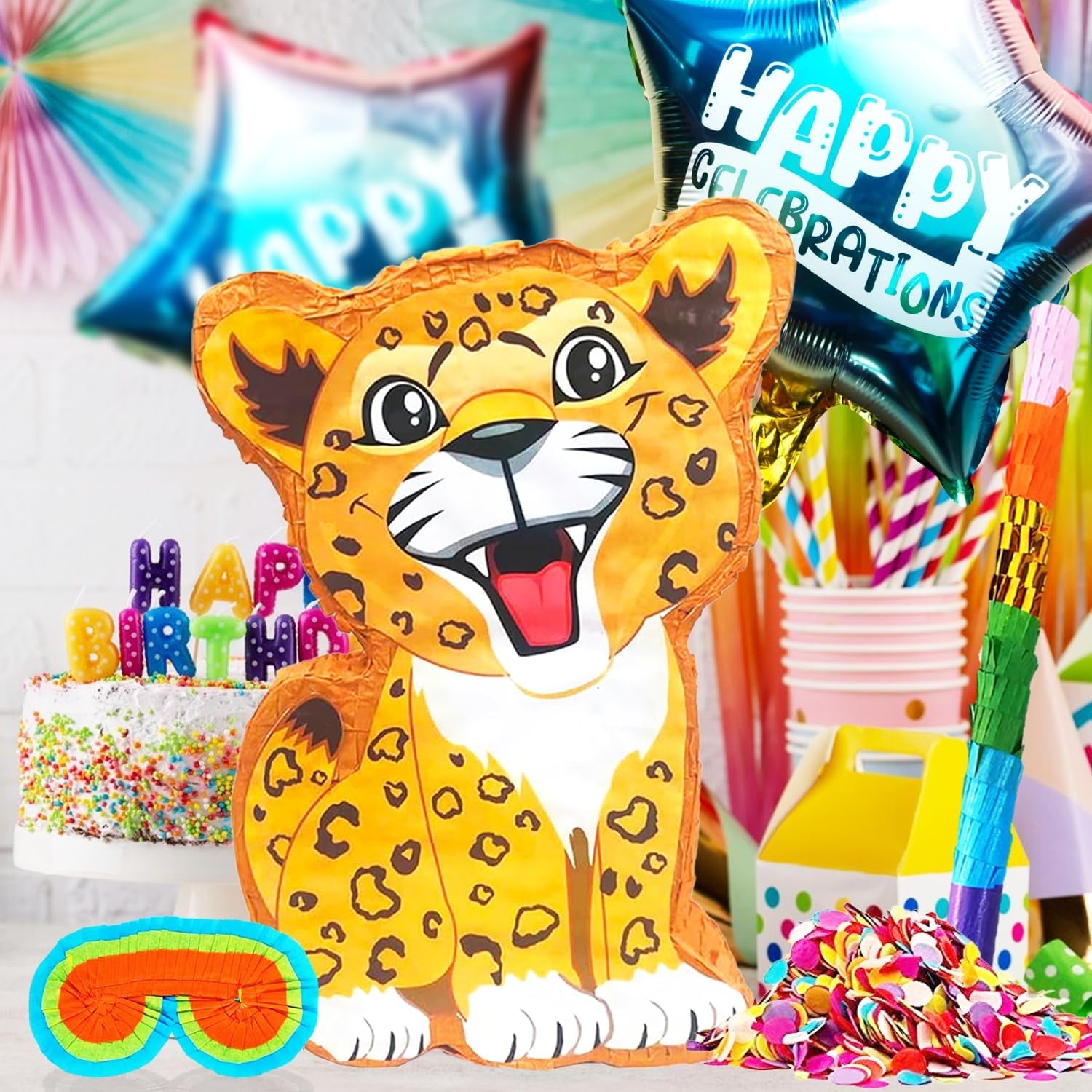 Leopard Pinatas Party Set for Fiesta Celebrations with Buster Stick ...