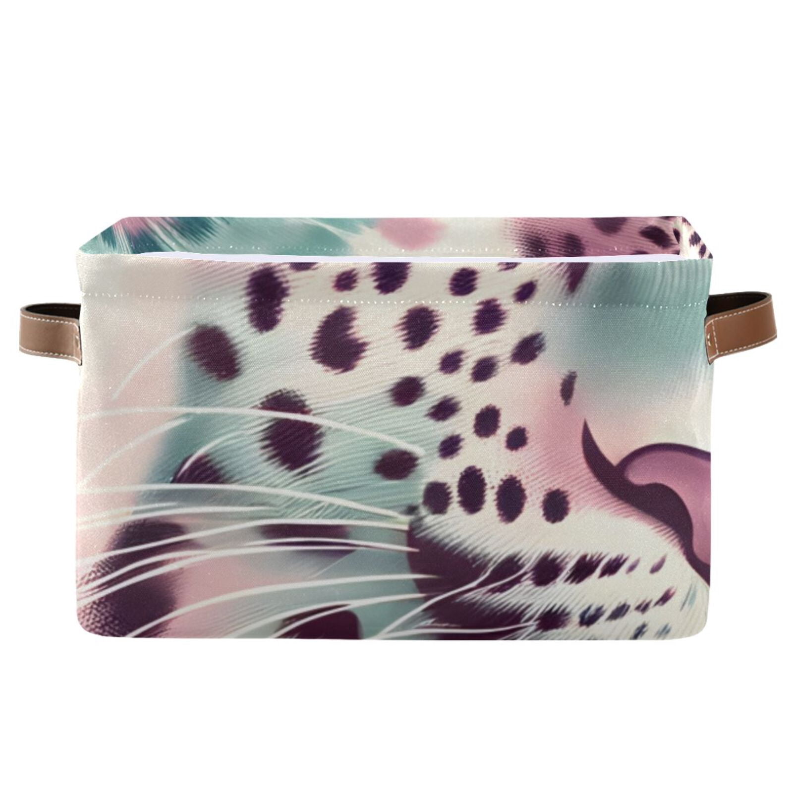 Leopard Pink Storage Bins Baskets With Handles Storage Box Clothes ...
