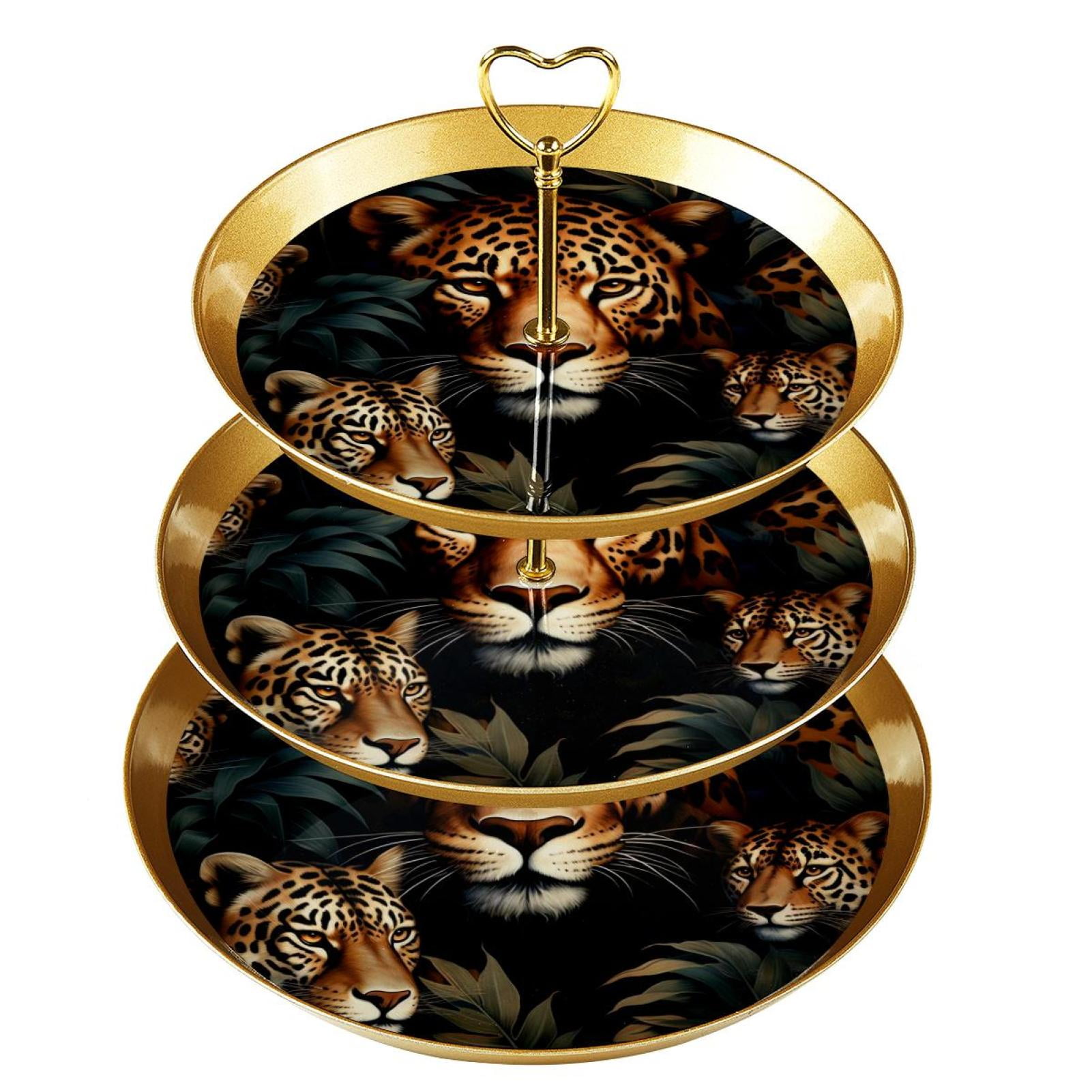 Leopard Plastic Discs Dessert Table Holder with Iron Pillars - Elegant ...