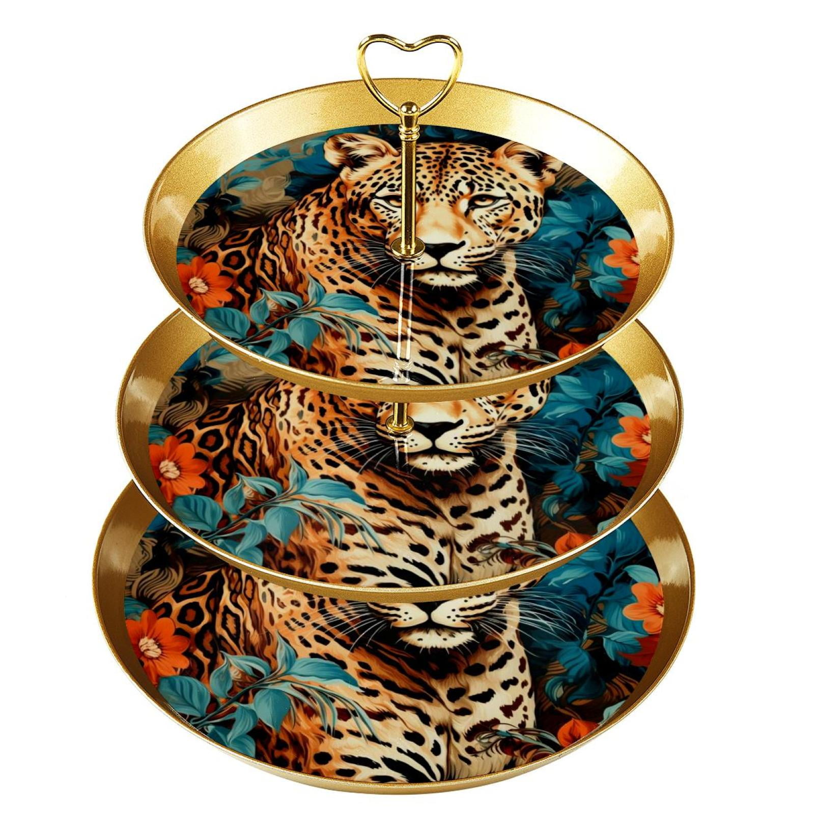 Leopard Plastic Discs Iron Pillars Dessert Table Storage Stand Necklace ...