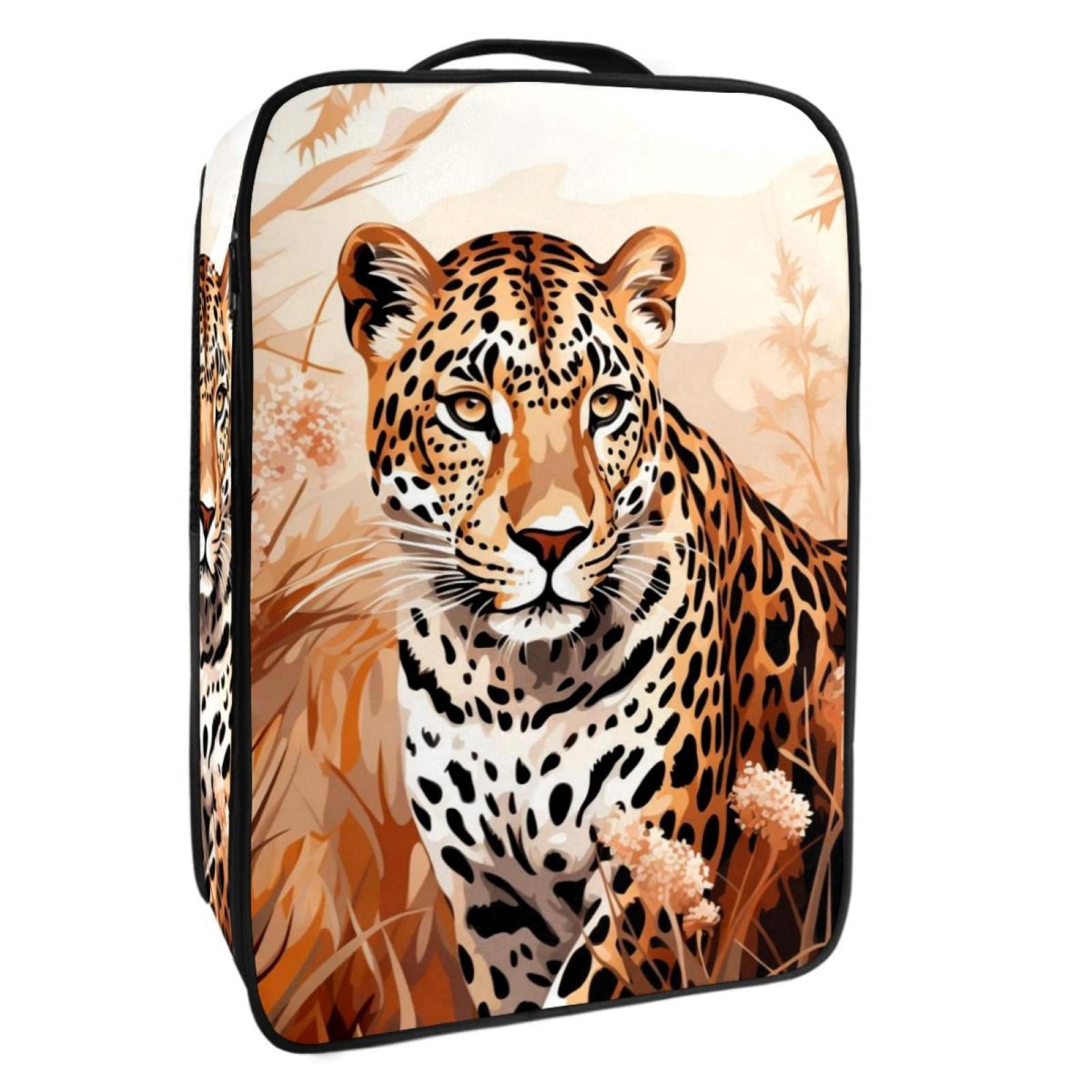 Leopard Polyester Shoe Boxes Organizer for Closet Storage - 23x31cm ...