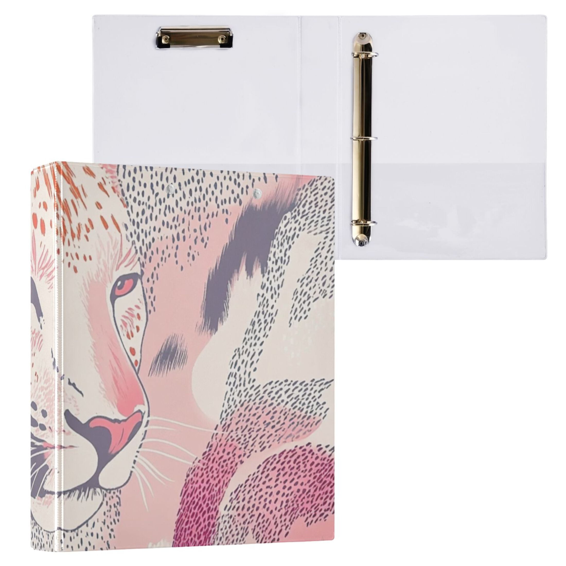 Leopard Print 3 Ring Binders 1.5 inch Hardcover File Folders with ...