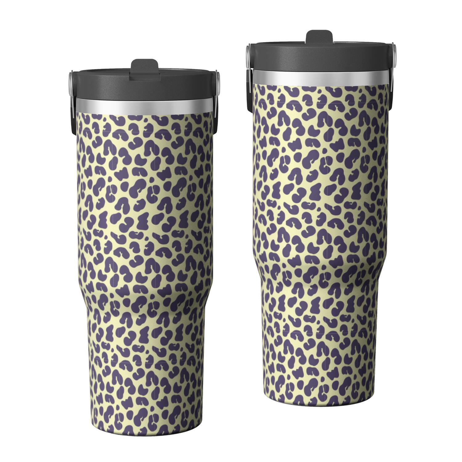Leopard Print 30oz Handheld Travel Tumbler with Handle – Double Wall ...