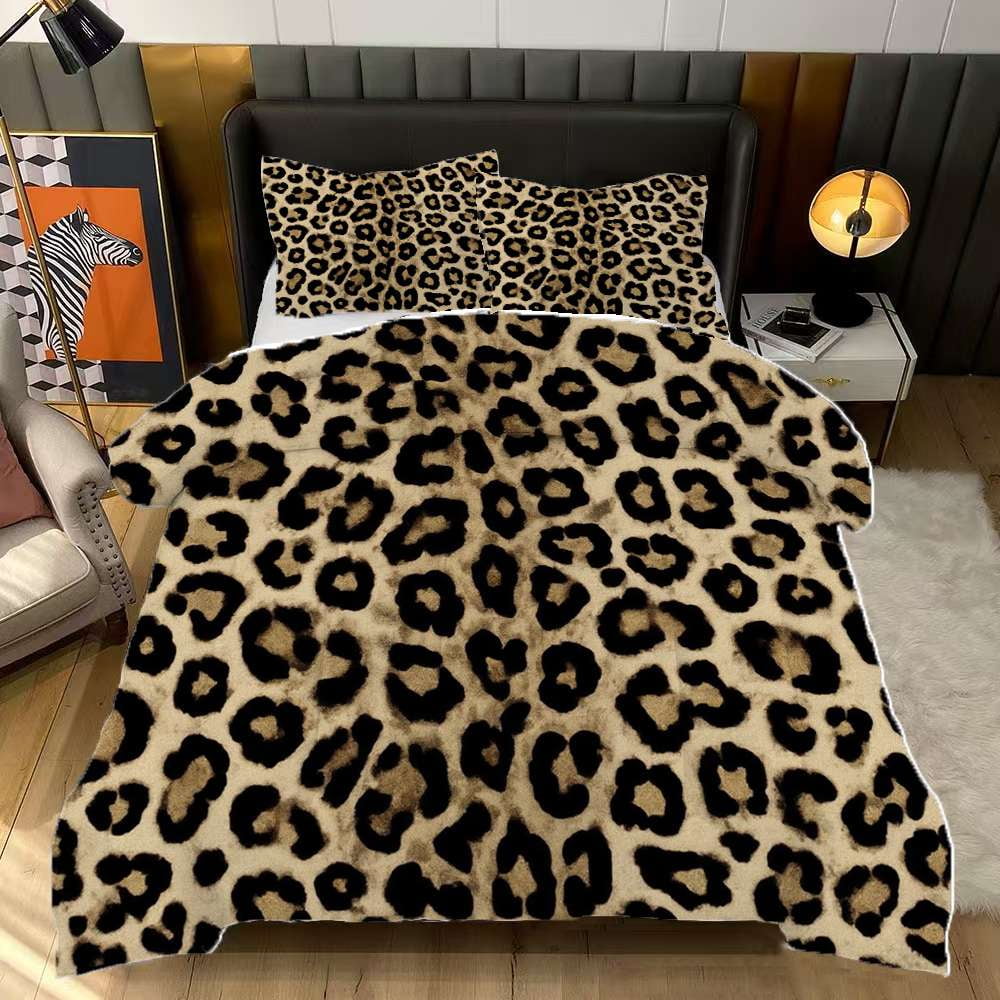 Leopard Print Animal Seamless Texture Comforter Set Queen Size Bedding ...