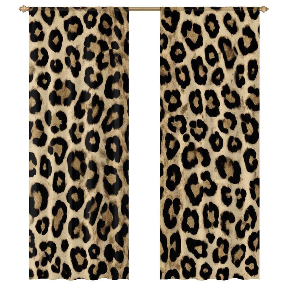 Leopard Print Animal Seamless Texture Tulle Curtains For Living Room ...