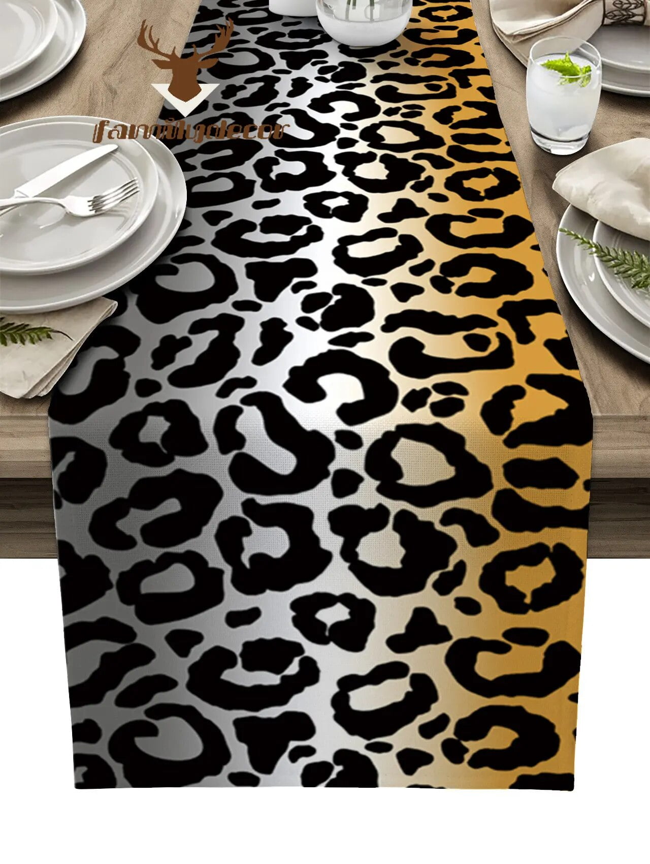Leopard Print Animal Skin Texture Gradient Table Runner Home Wedding ...