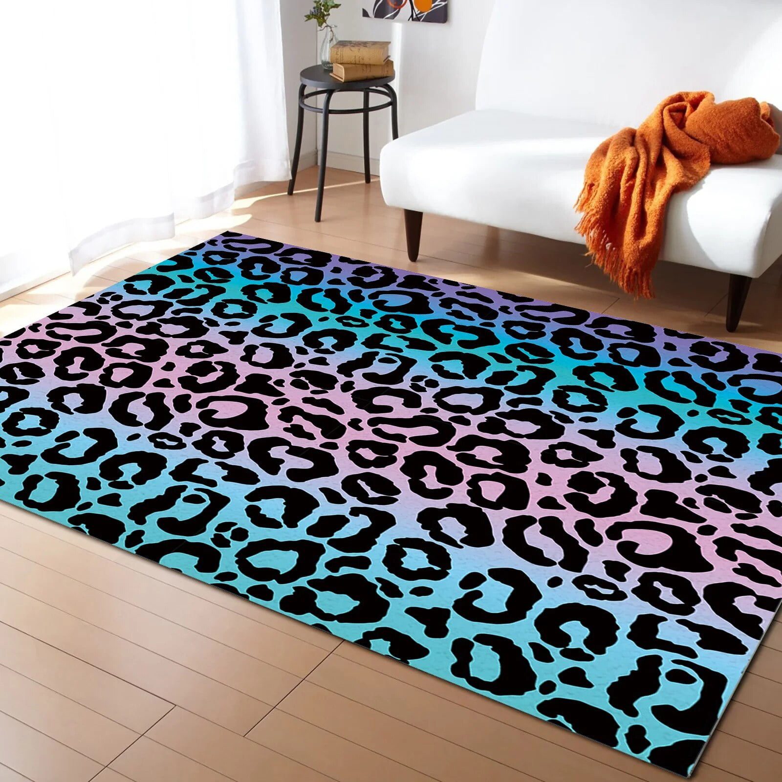Leopard Print Animal Texture Dressing Table Carpet for Living Room ...
