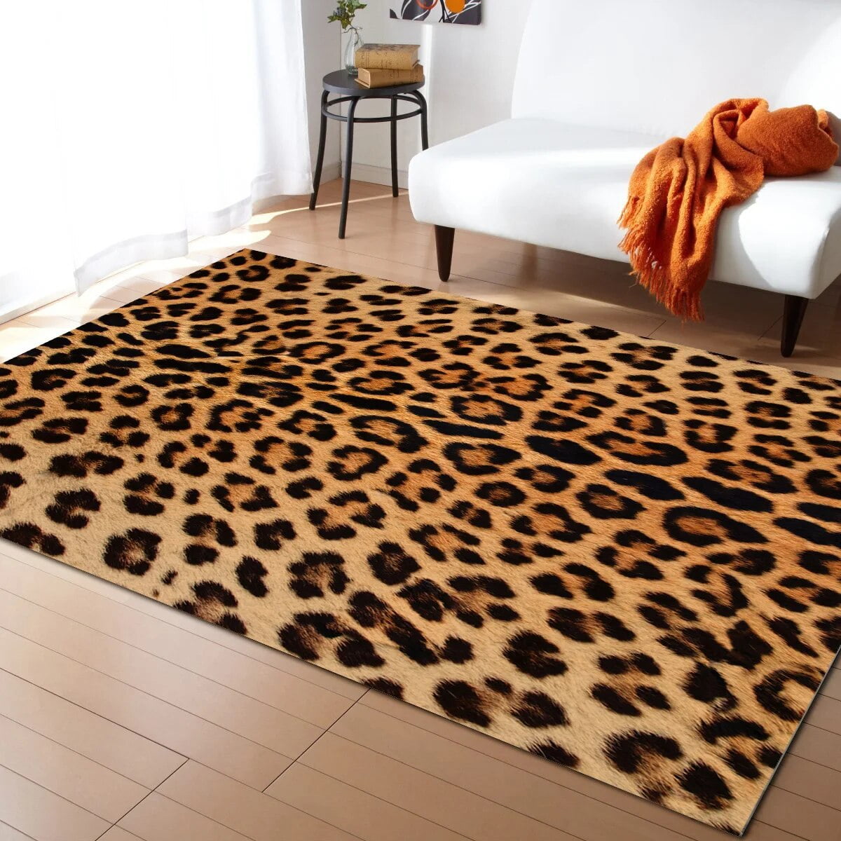 Leopard Print Animal Texture Dressing Table Carpet for Living Room ...