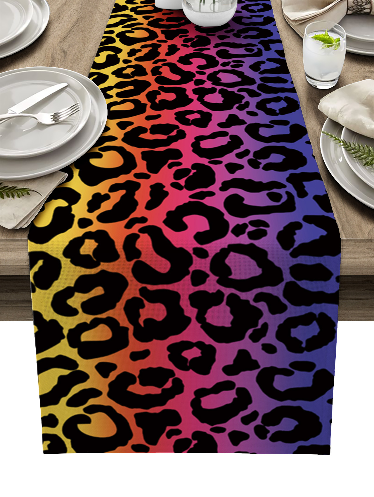 Leopard Print Animal Texture Dressing Table Linen Table Runner Kitchen ...