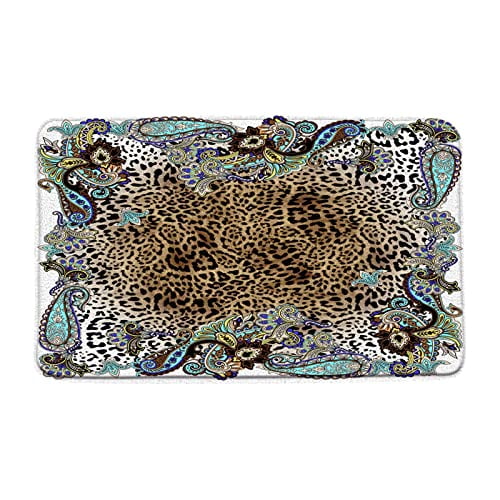 Leopard Print Bath Mat Brown African Animal Leopard Cheetah Teal ...