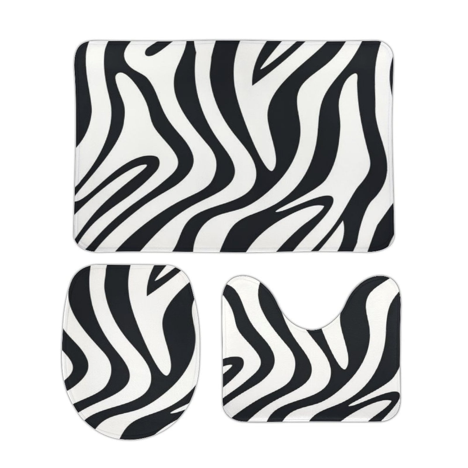 Leopard Print Bathroom Rugs Set 3 Piece with Non-Slip Bath Rugs Toilet ...