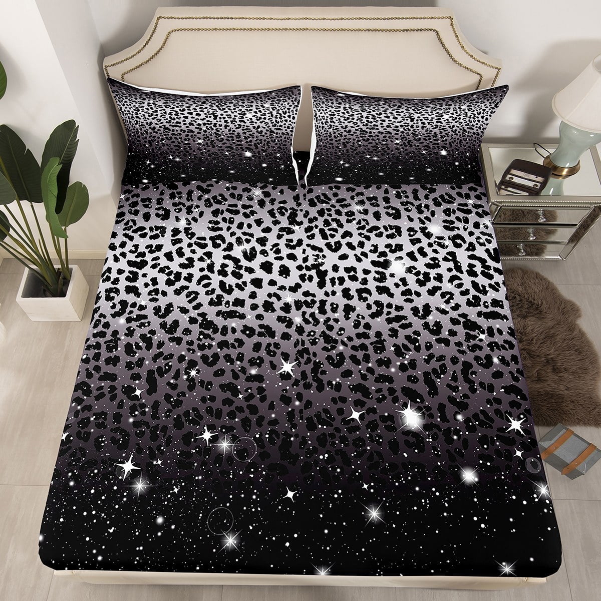 Leopard Print Bed Sheets Teen,Black Grey Cheetah Skin African Big Cat ...