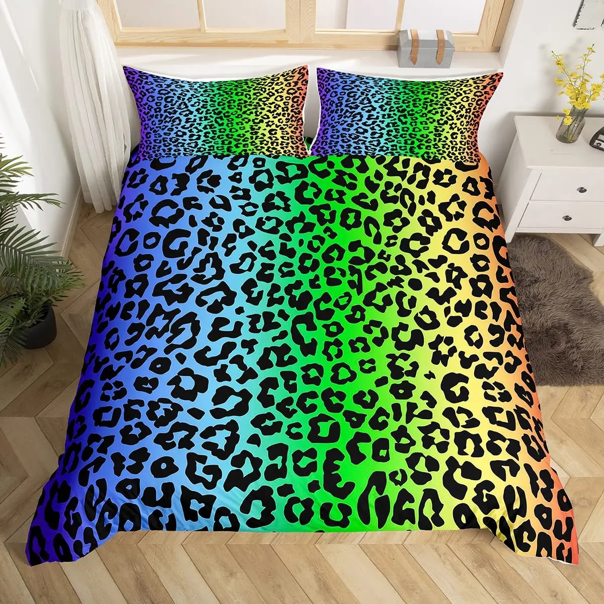 Leopard Print Bedding Set Animal Skin Duvet Cover for Kids Tes Adult ...