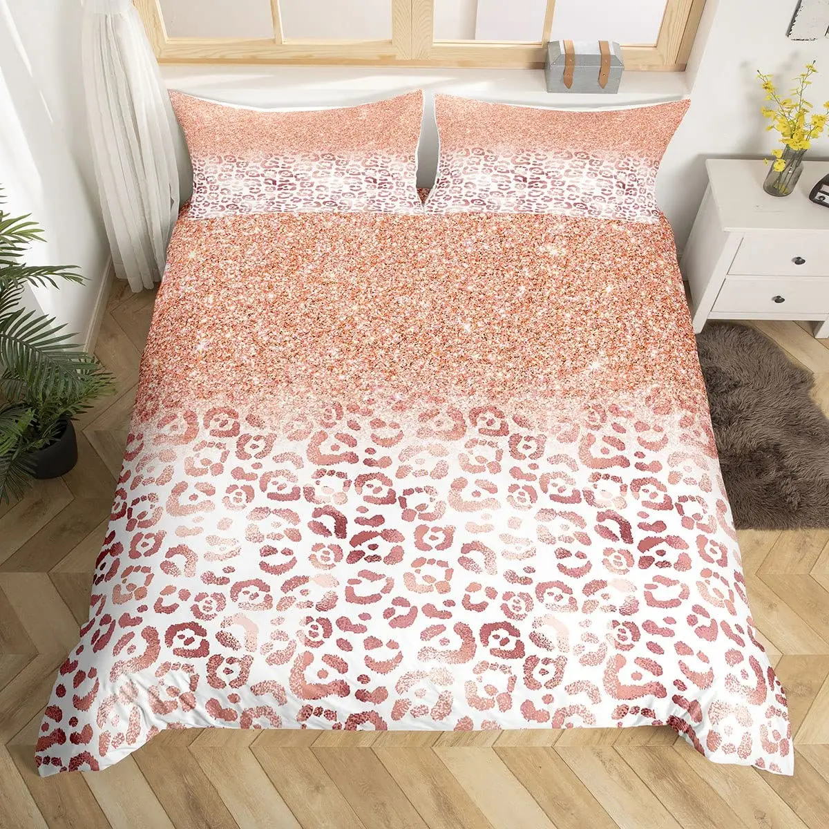 Leopard Print Bedding Set Animal Skin Duvet Cover for Kids Tes Adult ...