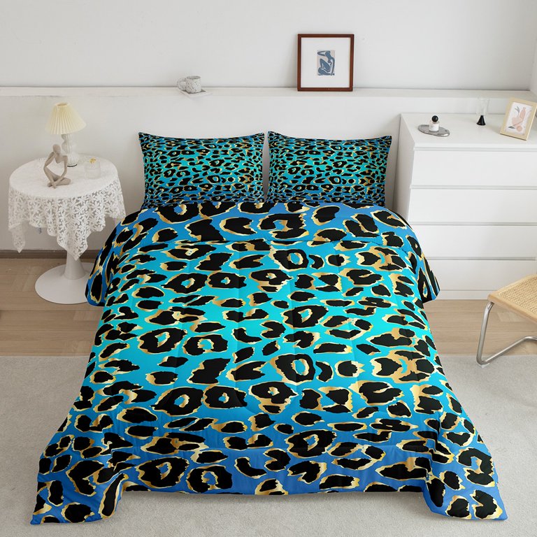 Cheetah Print Comforter Set Twin Rainbow Leopard, 4 PC Twin Comforter