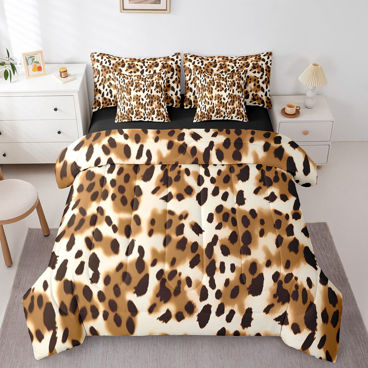 Leopard Print Bedding Set Twin Size, Cheetah Comforter Set, Hunting ...