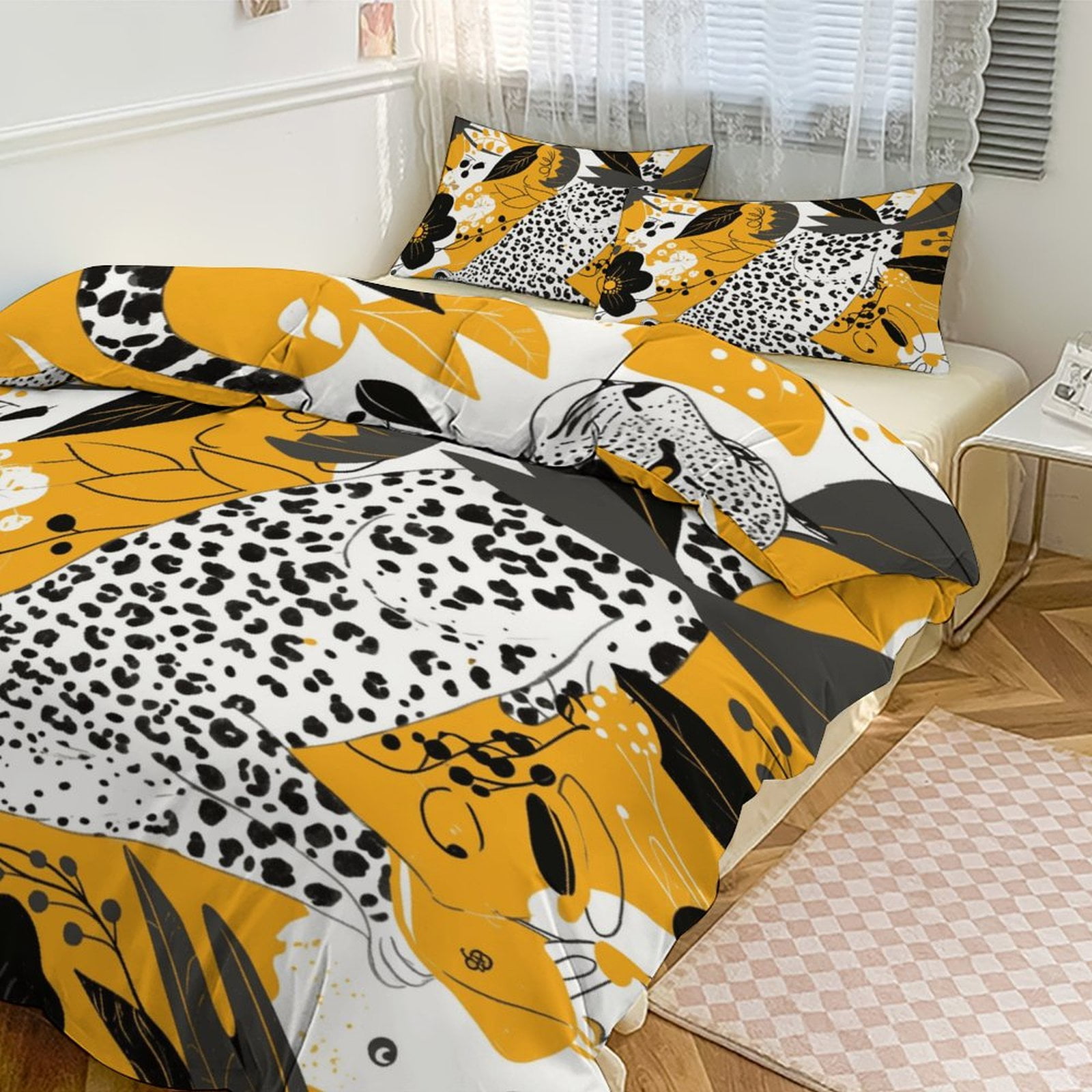 Leopard Print Bedding Sets Twin Duvet Cover 3 Piece Cute Bed Set for ...