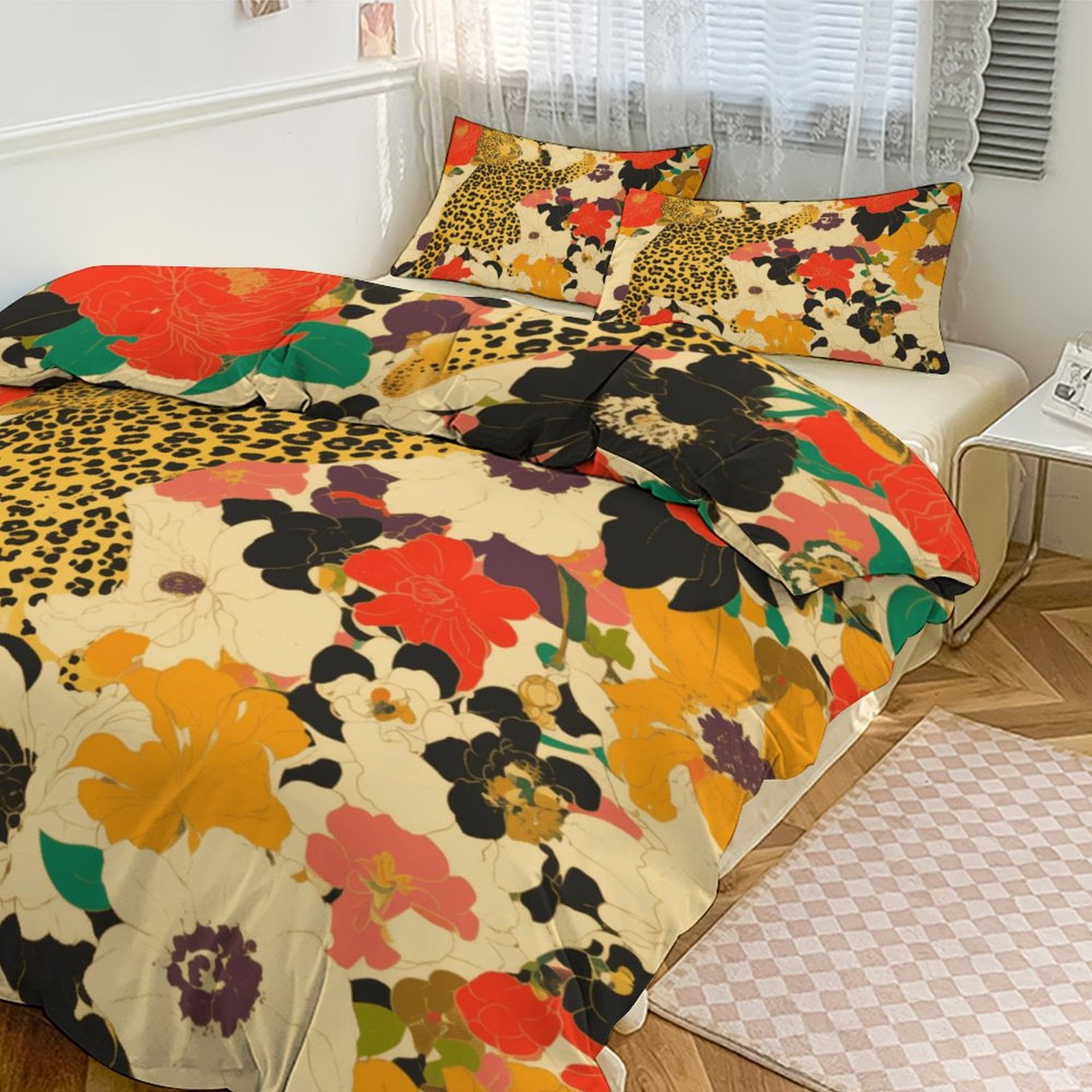 Leopard Print Bedding Sets Twin Duvet Cover 3 Piece Cute Bed Set for ...
