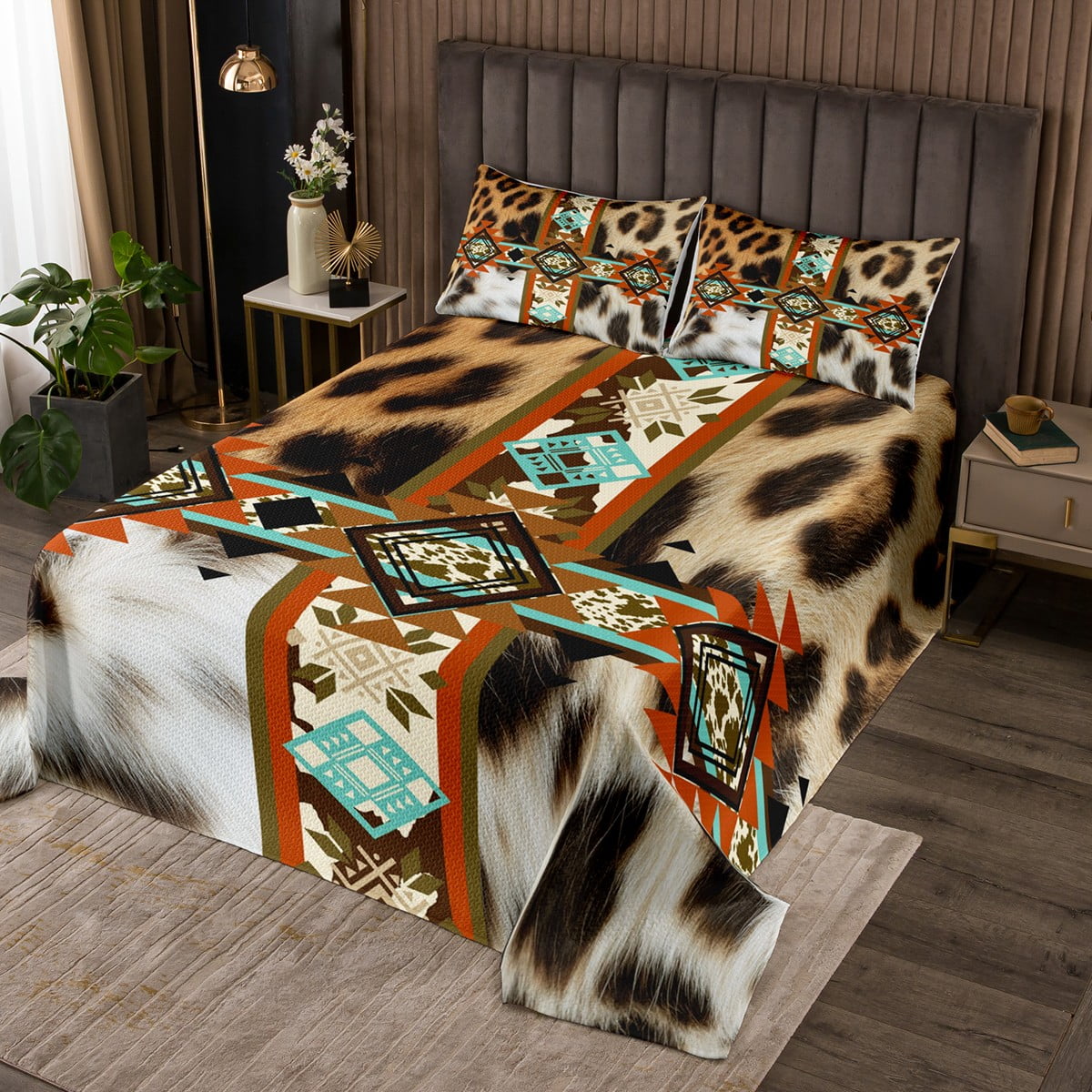 Leopard Print Bedspread Set Cheetah Animal Hide Coverlet Set Exotic ...