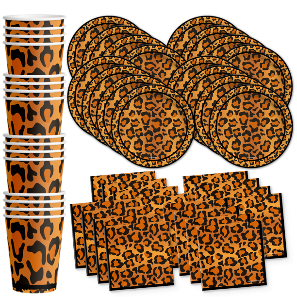 Leopard Print Birthday Party Supplies Set Plates Napkins Cups Tableware ...