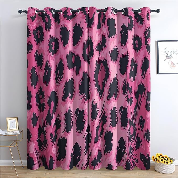 Leopard Print Blackout Curtains For Bedroom Living Room, Thermal ...
