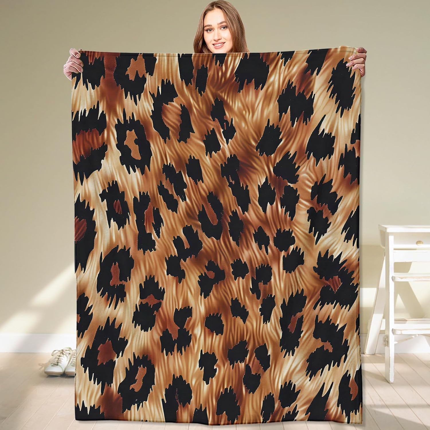 Leopard Print Blanket,Cheetah Skin Pattern Throw Blankets,Gifts for Men Adults & Wild Animal ...