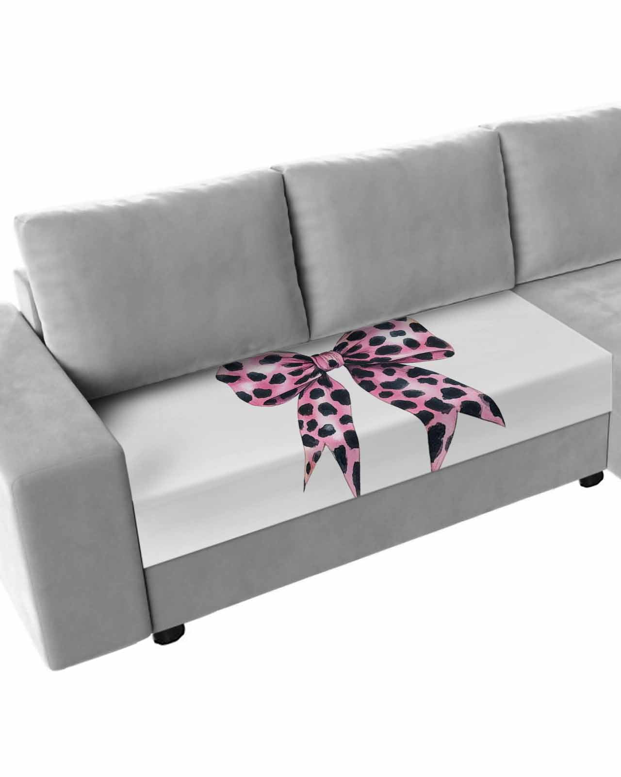 Leopard Print Bow Sofa Couch Cushion Covers Washable, Removable ...