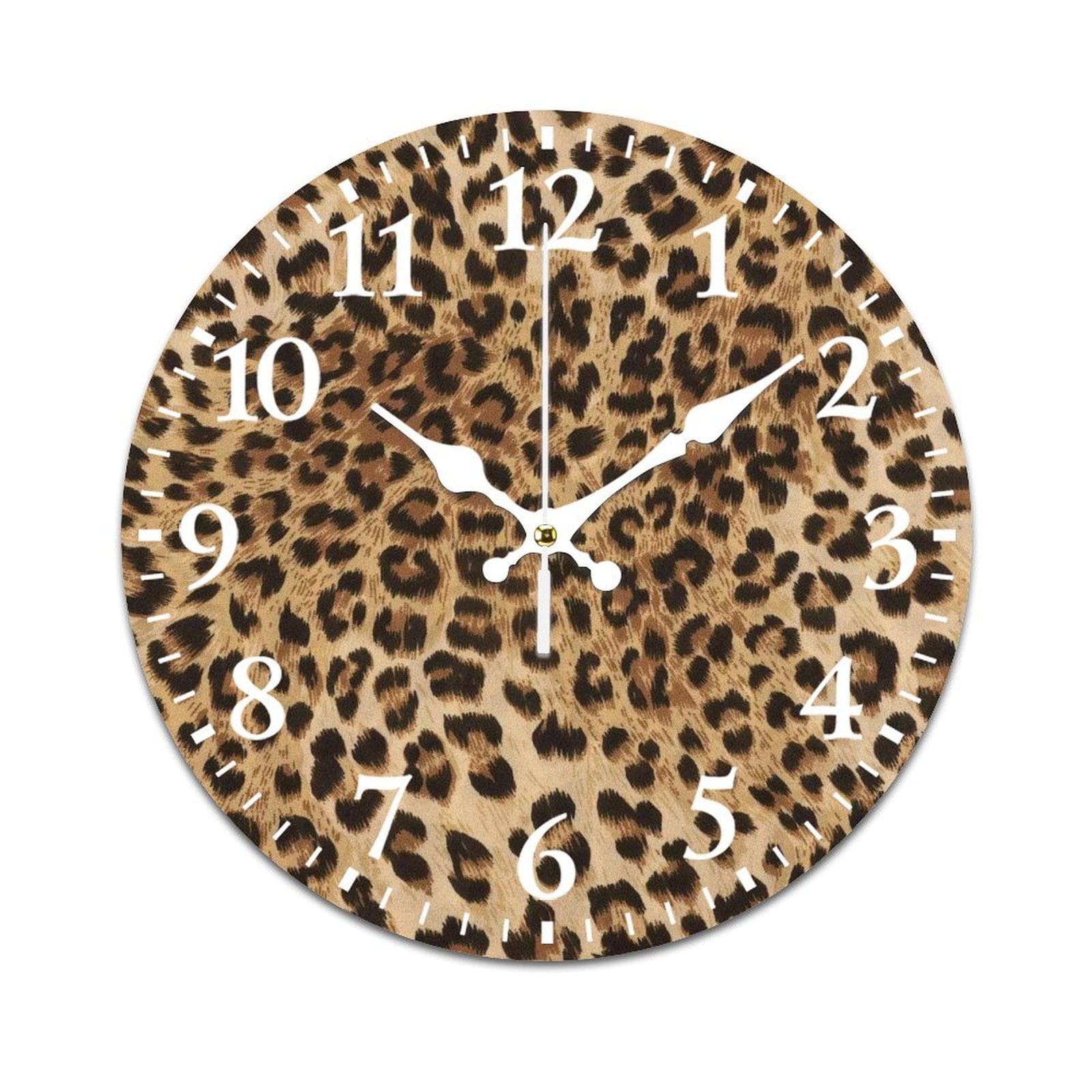 Leopard Print Brown Wall Clock Modern Design Clocks Wall Hanging Home ...