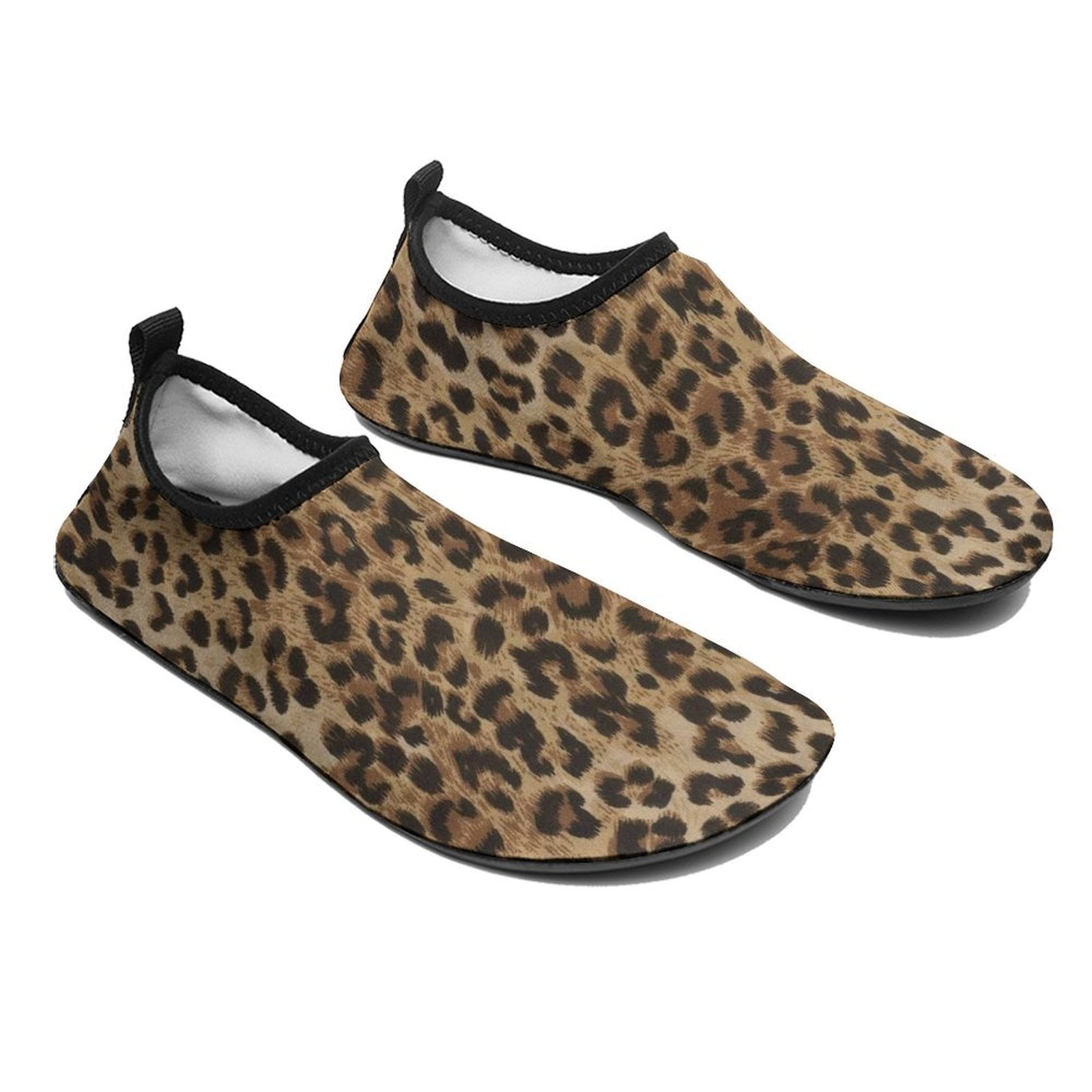 Leopard Print Brown Water Shoes Beach Slip-on Shoes for Men Women Swim ...