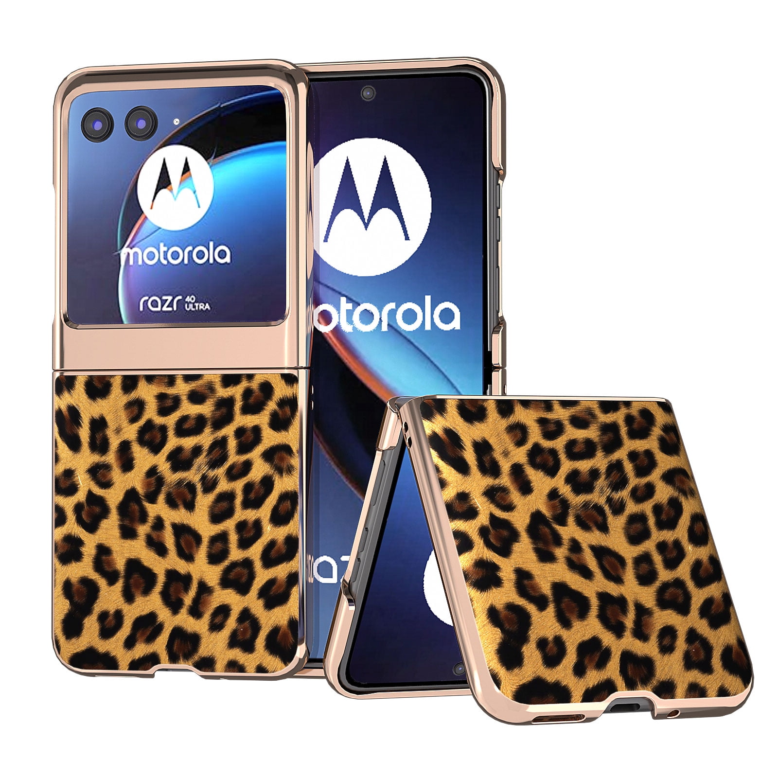 Leopard Print Case for Motorola Razr 40 Ultra, Shockproof Protective ...
