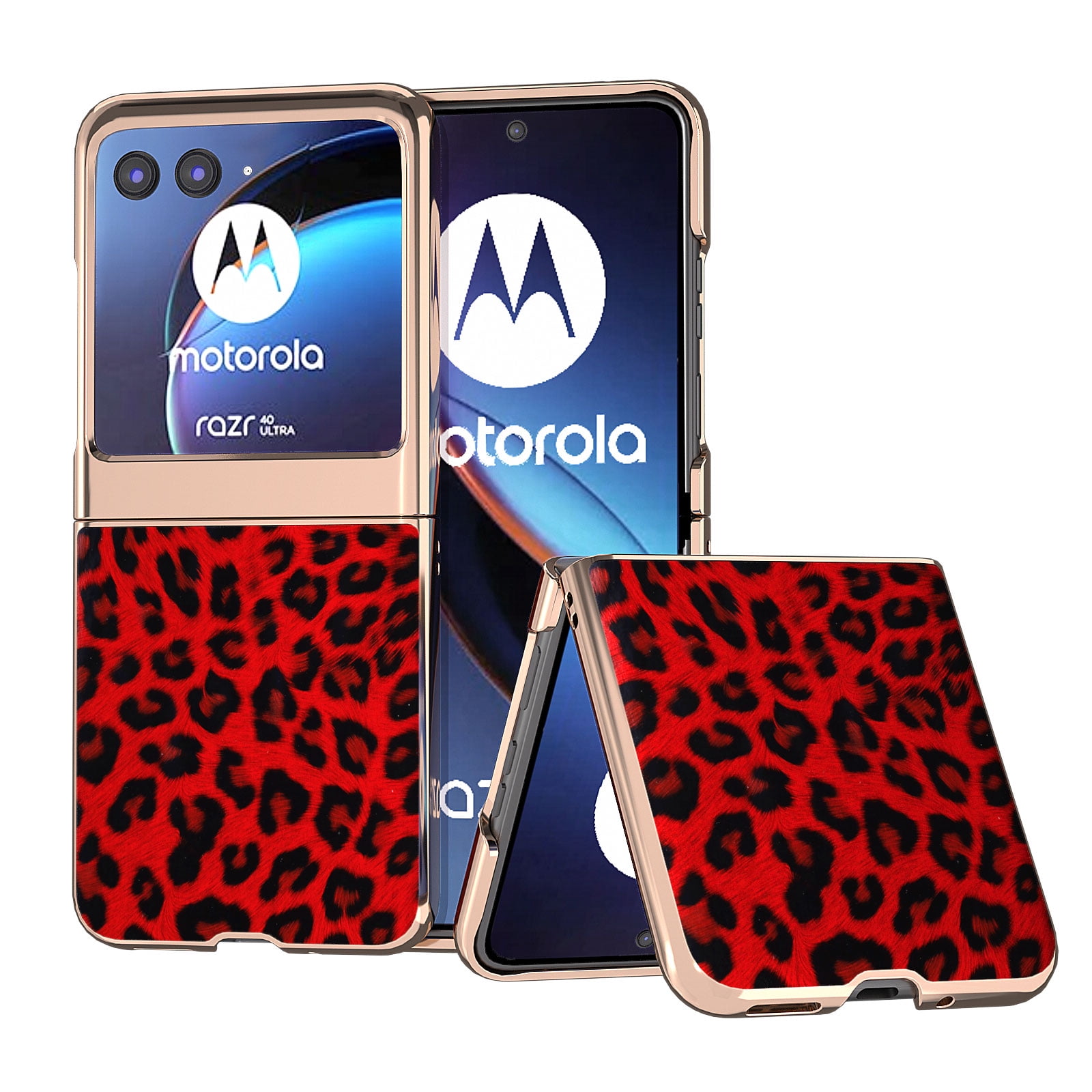 Leopard Print Case for Motorola Razr 40 Ultra, Shockproof Protective ...