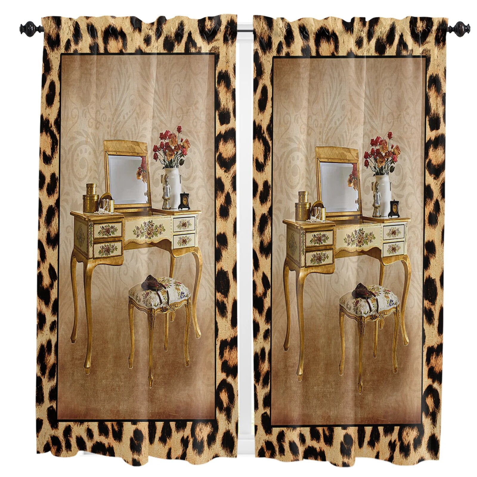 Leopard Print Cheetah Art Curtain For Living Room Kids Bedroom Kitchen ...
