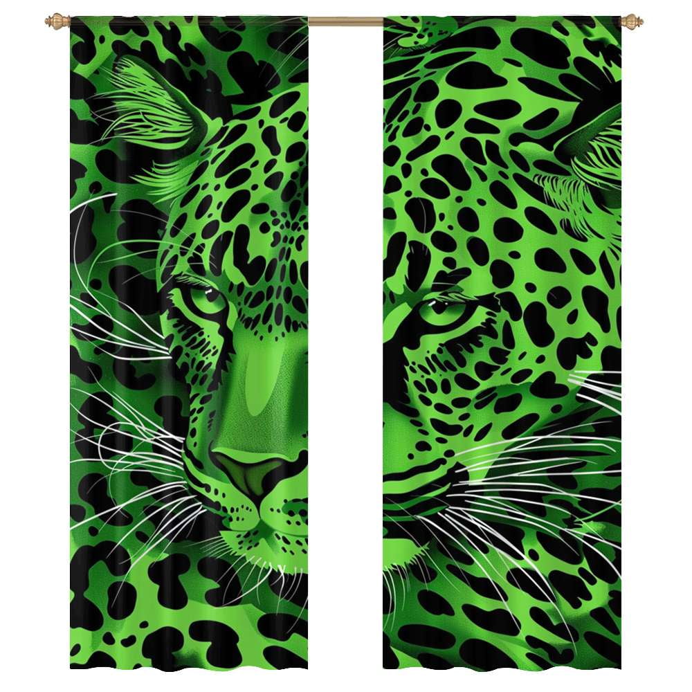 Leopard Print Cheetah Spots Modern Tulle Window Curtains for Living ...